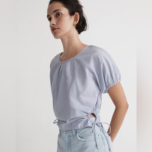 Madewell | Tops | Madewell Embroidered Poplin Puffsleeve Cutout Crop ...